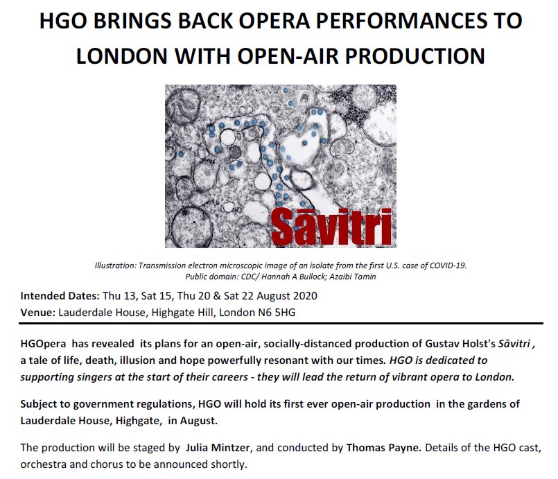 Hampstead Garden Opera to Present First London Opera Post After COVID ...